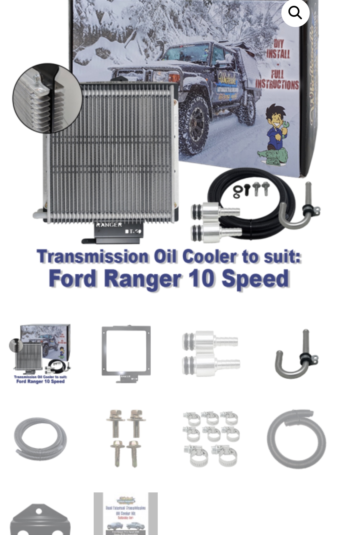 Twin Heavy Duty Transmission Oil Cooler Kit to suit Ford Ranger 10R80 ...
